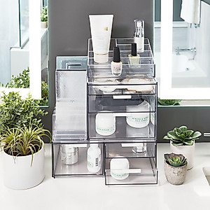 iDesign The Sarah Tanno Collection Plastic Cosmetics and Makeup Palette Organizer, 7-Compartment, Clear, 20.3 cm × 10.1 cm × 7.6 cm