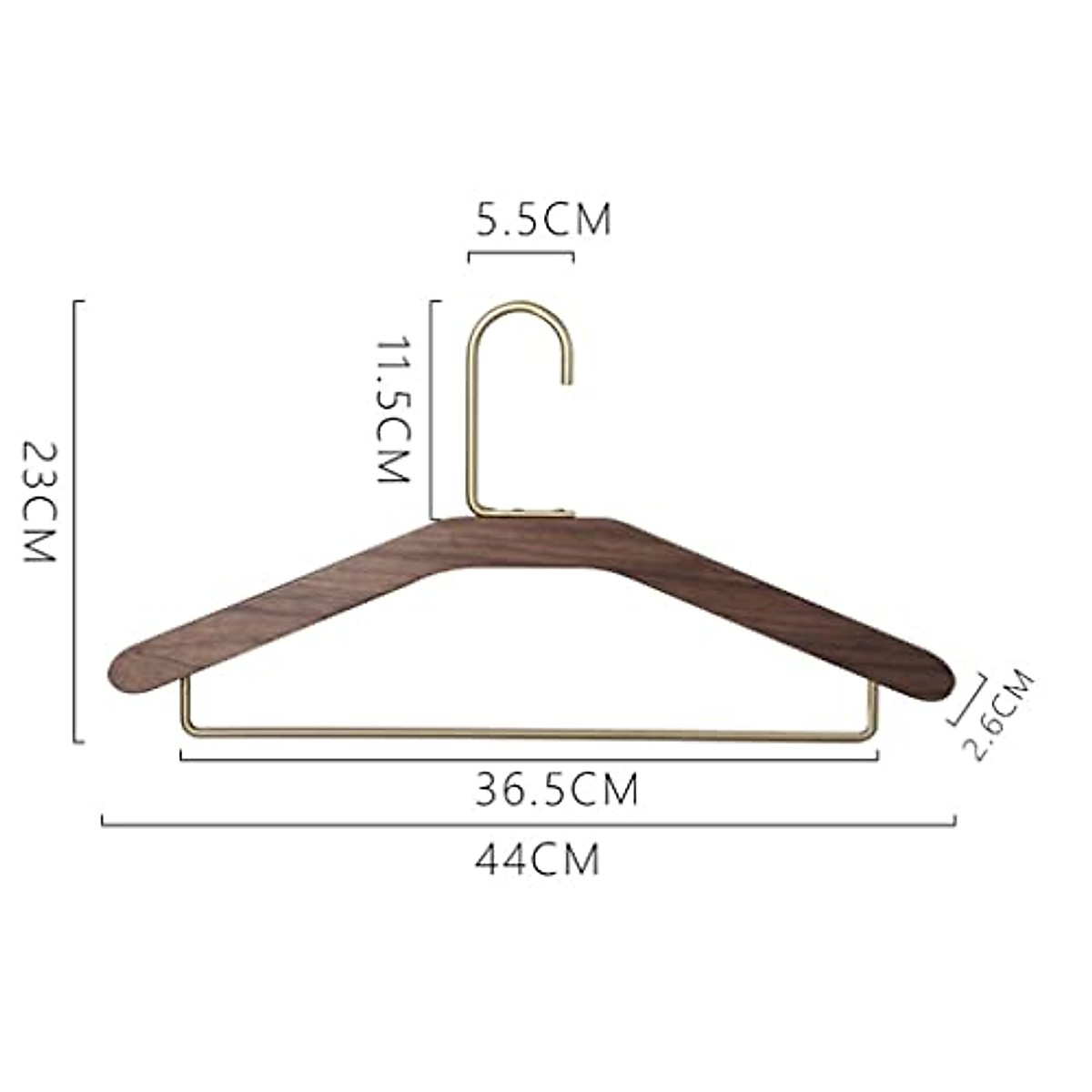 TJLSS Walnut Hangers Brass Hooks Wood Coat Hangers Trousers Hanger Clothing Store Display Hooks Wardrobe Organizer