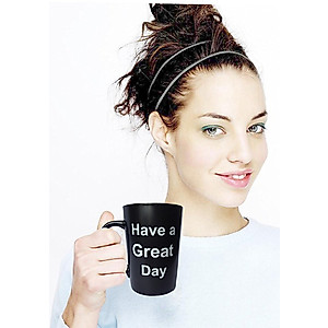 MAUAG Funny Christmas Gifts Unique Coffee Mugs Have a Great Day Cute Cool Ceramic Cup Black, Best Holiday and Birthday Gag Gifts, 15 Oz