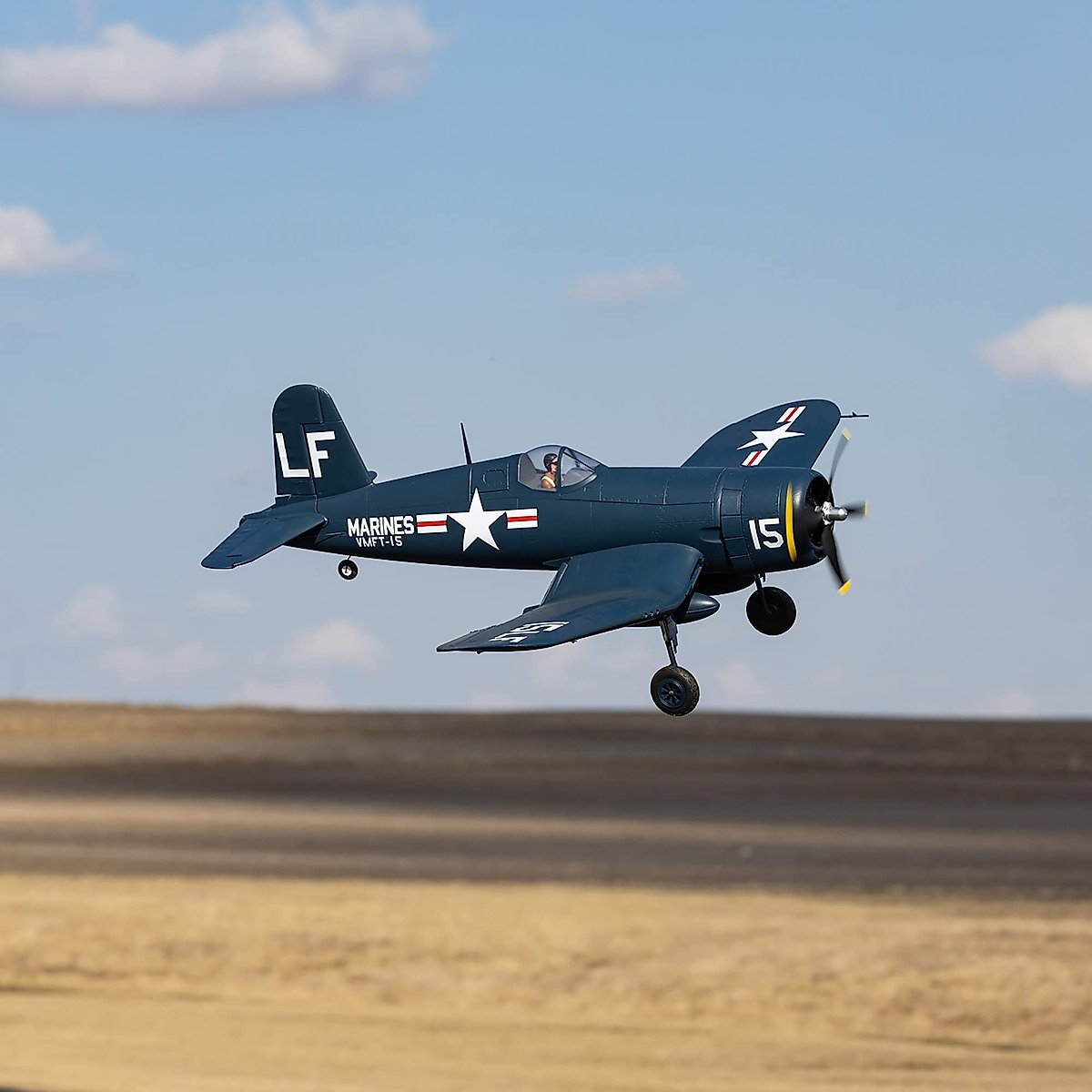 E-flite RC Airplane F4U-4 Corsair 1.2m BNF Basic Transmitter Battery and Charger Not Included with AS3X and Safe Select EFL18550