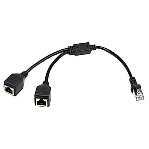 30cm/1ft RJ45 Network Cable zdyCGTime 1 RJ45 Female to 2 RJ45 Female Network Y type Cable,Used to switch networks between two computers or to connect to a printer etc(not used as a network separator)