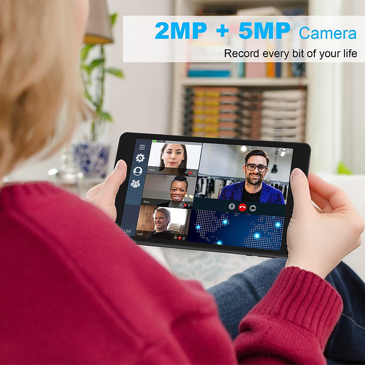 SZTPSLS Android Tablet 8 inch, Android 11.0 16GB Storage 128GB TF Expansion Tablets, Quad-core A7 Processor 800x1280 IPS HD Touchscreen Dual Camera Tablets, Support WiFi, Bluetooth