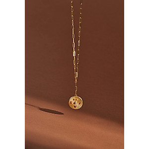 Oak & Luna - Personalized Tyra Medallion Collection with Diamond Option - Designer Gift for Her, Women, Wife - Luxury Jewelry for Mother's Day, Christmas, Anniversary (Initial Medallion - Gold Vermeil, With Diamond)