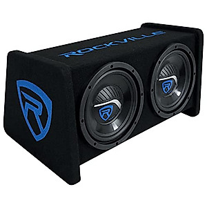 Rockville RV208P Dual 8" 800w Car Audio Subwoofers in Vented Sub Enclosure Box,Black