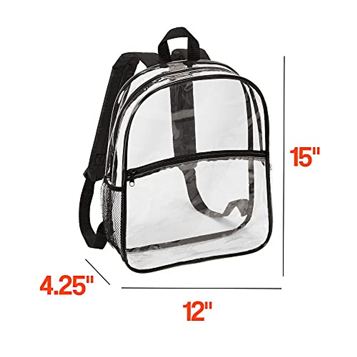 Personalized Clear Backpack 15" - Transparent Bag with Your Text - See Through Backpacks for School, Travel, Festival, Beach