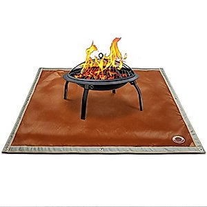 OutdoorMaster Fire Pit Mat Upgrade Insulation Cotton 5-Layer Design |36" x 45"| Grill Mat/Fireproof Mat/BBQ Pad/Ember Mat 2-in-1 Fireproof Fabric Protect Wood, Lawn Fireproof Pad for Outdoor-Brown,M