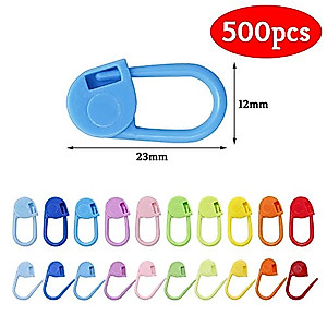 500 Pieces Colorful Knitting Markers Crochet Clips, Knitting Crochet Stitch Markers, Stitch Counter Needle Clips for Knitting DIY Craft Plastic Safety Pins