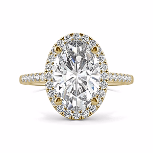 Charles & Colvard Created Moissanite 12x8mm Oval Cut Elongated Engagement Ring for Women | 4.75 cttw DEW | Lab Grown | Solid 14K Yellow Gold | Size 8