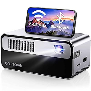Crenova WiFi Projector with Bluetooth,170 ANSI Lumen Home Projector, Portable Mini DLP Projector 1080p Supported with 7000 mAh Built-in Battery & ±45°Auto Keystone for iPhone, Android,iPad, PS4, PC