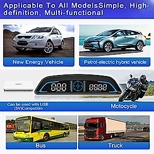 Head Up Display Upgrade Digital HUD GPS 5.5 inch Large LCD Display with Car Performance Test MPH Speed Fatigued Driving Alert Overspeed Alarm Trip Meter for All Vehicle.iKiKin G3