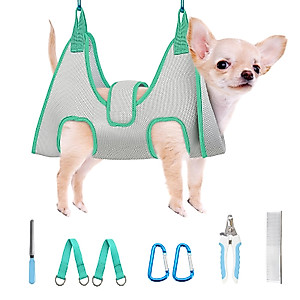 Supet Dog Grooming Hammock Harness for Small Dogs, Relaxation Dog Sling for Nail Trimming with Thick Fabric Back Support, Helper Dog Hammock for Nail Trimming Clipping