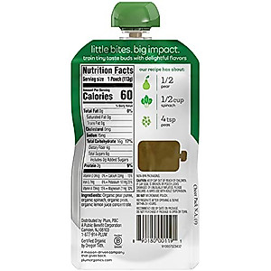 Plum Organics Baby Stage 2 Food, Pear, Spinach and Pea, 4.0 Ounce (Pack of 6)