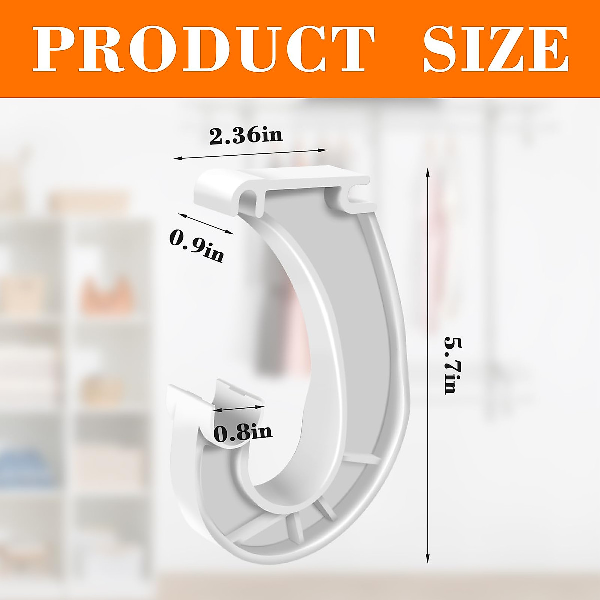 6PCS Hanging Closet Rod Support 3/4 Closet Bracket J-Shaped Closet Shelf Rod Holder for Wire Closet Shelving, Cabinets Storage and Curtain