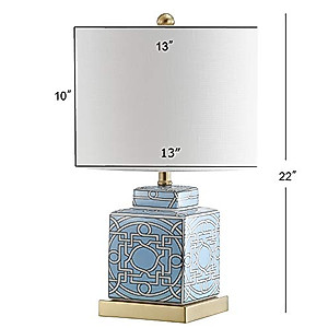 JONATHAN Y JYL3044A Catherine 22" Ceramic/Metal Ginger Jar LED Table Lamp Contemporary Transitional Bedside Desk Nightstand Lamp for Bedroom Living Room Office College Bookcase, Blue/White