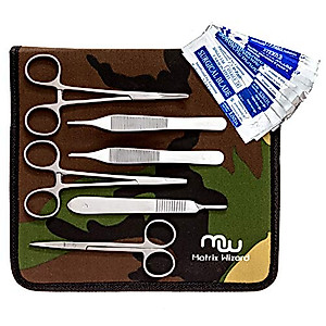 Sterile Mixed Sutures Thread with Needle Plus Training Tools - Military First Aid Emergency Survival Drill; Camping Travel Preparedness; Military Trauma Kit; Vet Student's Use (49PK Mixed Tools)
