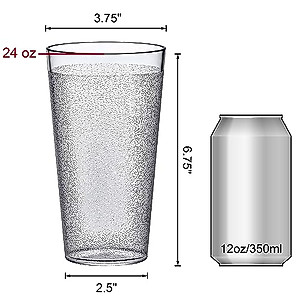 Amazing Abby - Cafely - 24-Ounce Plastic Tumblers (Set of 8), Plastic Drinking Glasses, Restaurant-Style Tumblers, Commercial-Grade Cups, Stackable, BPA-Free, Shatter-Proof, Dishwasher-Safe, Clear