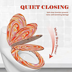 WHFEOIV9RE Elongated Toilet Seat high glossy texture Resin Toilet Seat Quietly Slow Close with Quick-Release Hinges Toilet Seat with Cover Easy to Clean Install
