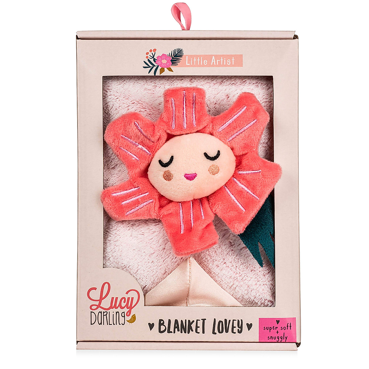 Lucy Darling Little Artist Security Blanket Soft Baby Lovey Baby Gifts for Newborn Boys and Girls Baby Snuggle Toy Baby Flower Floral Design