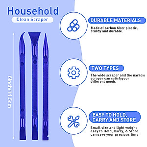 9 Pieces Plastic Scraper Tool Scratch Free Plastic Scraper Cleaning Pen-Shaped Scraper Tool Stiff Multipurpose Label Scraper for Tight Spaces, Kitchen, Crevices, Food, Paint (Blue)