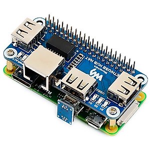 Ethernet/USB HUB HAT Expansion Board for Raspberry Pi 4B/3B+/3B/2B/Zero/Pi Zero W/Pi Zero 2W,with RJ45 10/100M Ethernet Port (Based on RTL8152B Chip) and Three USB Ports,Compatible with USB2.0/1.1