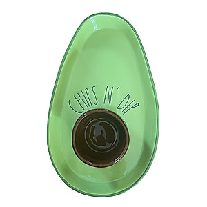 Rae Dunn Artisan Collection by Magenta Avocado shaped CHIPS N' DIP Platter