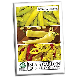 Banana Pepper Seeds for Planting, 100+ Heirloom Seeds Per Packet, (Isla's Garden Seeds), Non GMO Seeds, Other Name: Yellow Wax Pepper/Banana Chilies, Scientific Name: Capsicum annuum