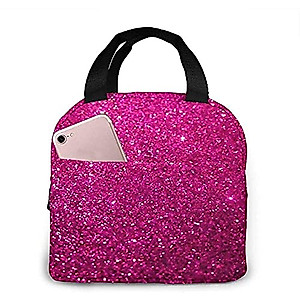 SHENGBAO Lunch Bag Pink Sparkly Glitter Lunch Box Insulated Bag Tote Bag For MenWomen Work Travel, one size