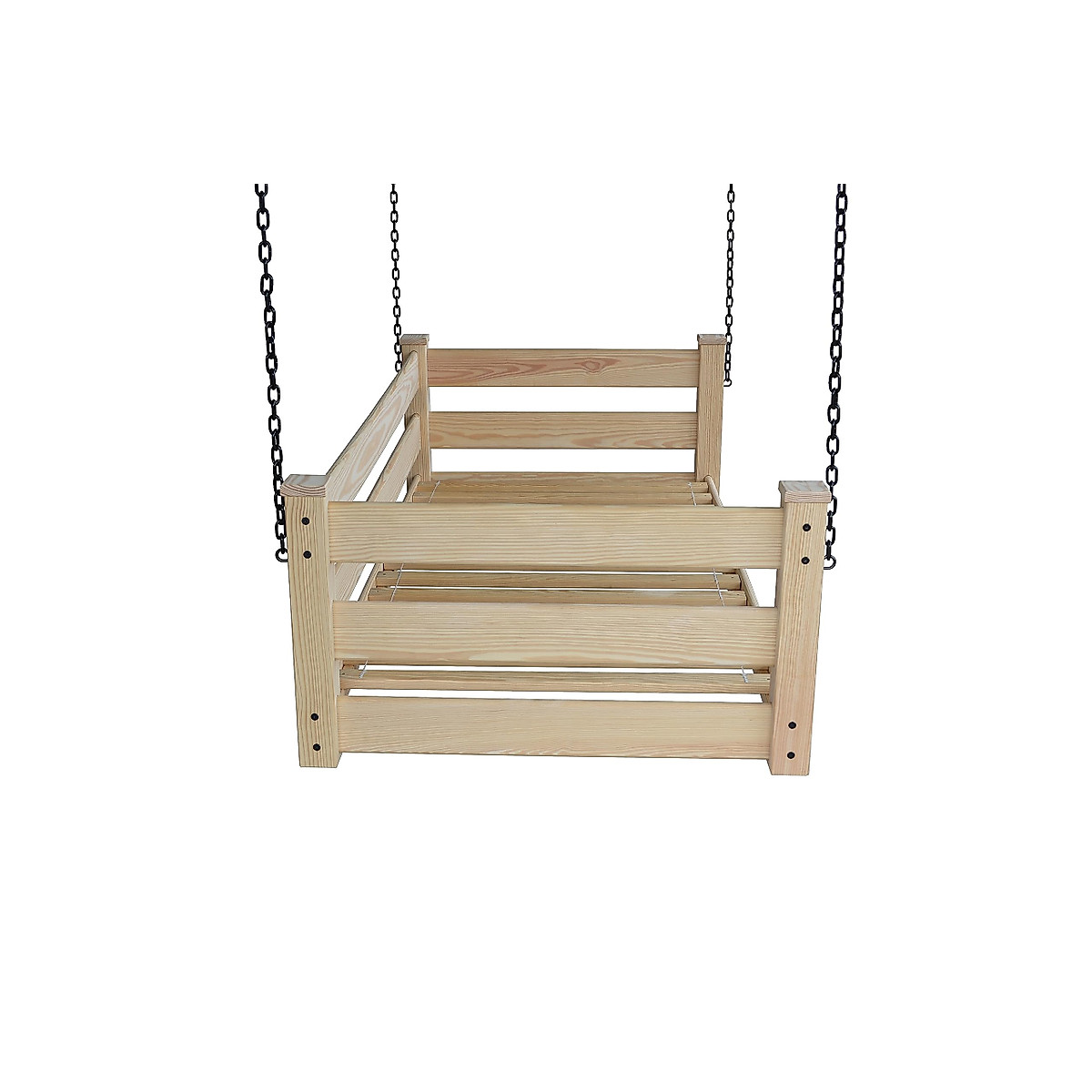 Amish-Made Twin Size Farmhouse Style Unfinished Wooden Swing Bed with Chains