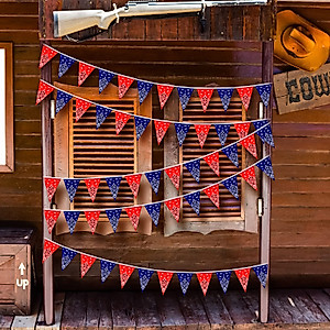 6 Pack Western Cowboy Party Decorations Bandana Pennant Banner Christmas Wild West Party Decorations Rodeo Decorations Red and Blue Country Decorations for Cowboy Themed Party Decoration, 9.8 Feet
