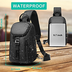 EURCOOL Mens Shoulder Bag,Small Sling Chest Bags,Water Repellent Cross Body Pack,Running Hiking Biking Daypacks