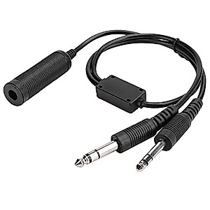 Serounder Headset Adapter Cable,U174 Helicopter to General Aviation Headset Adapter Cable with Dual GA Plugs (3/16 "Mic Plug,1/4 " Speaker Plug)