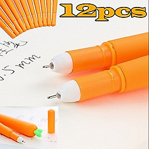 NUOLUX 12 Pack Carrot Gel Ink Pen Cute Soft Silicone RollerBall Pen for Office and School Supplies Gift for Kids