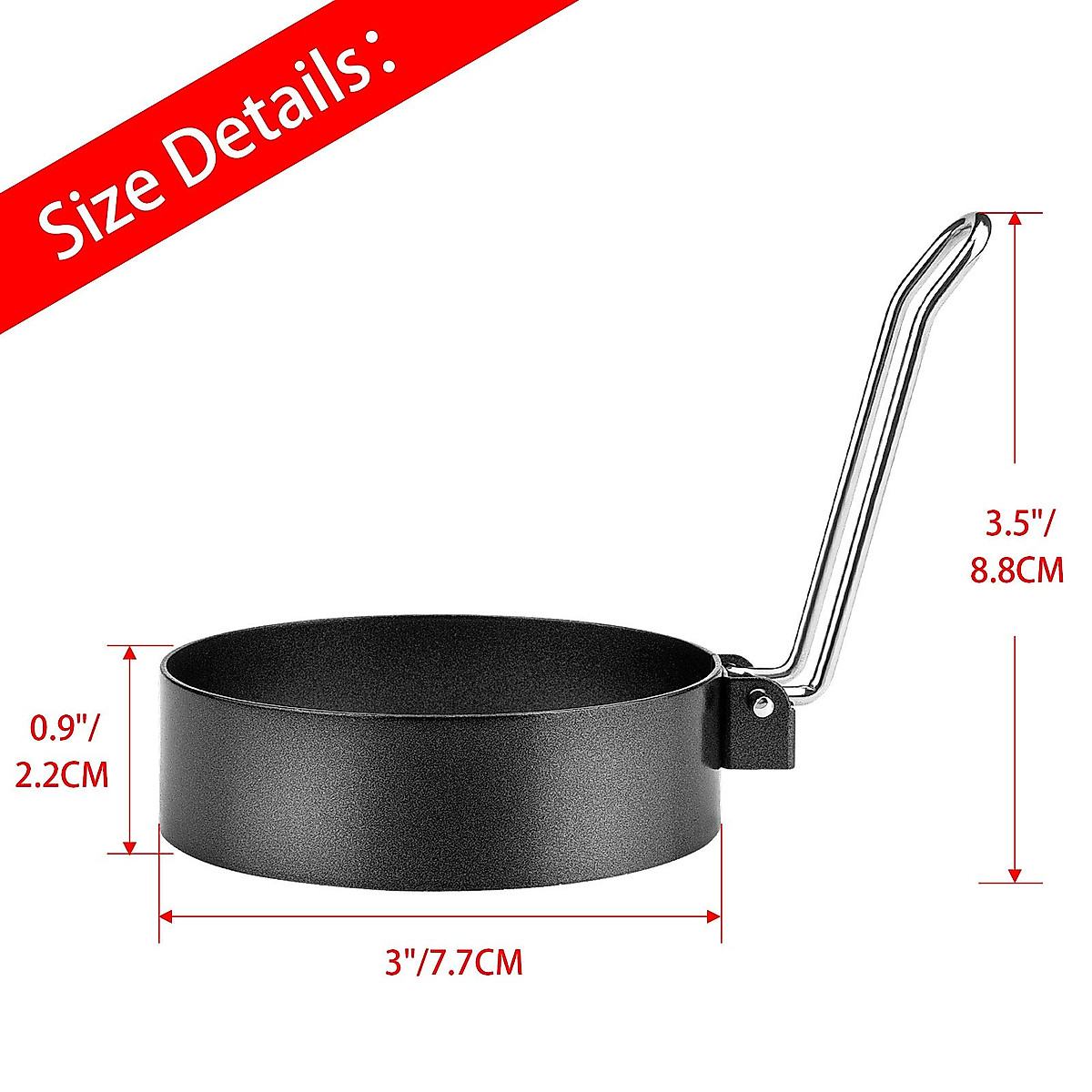 6 Pack Egg Ring, Stainless Steel Round Egg Cooking Rings Non-Stick Frying Egg Maker Molds