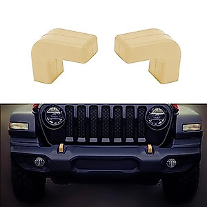 Fogfar 2 PCS Front Bumper Trailer Lid, Trailer Hook Cover, Add Cushioned Grip to Tow Strap Recovery, Compatible with 07-23 JK JL JT Wrangler (Beige)