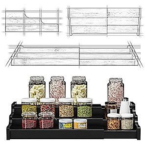 Ruichang Spice Rack Organizer Expandable Seasoning - Bamboo 3 Tiered Spice Display Shelves Rack Spice Storage Holder for Inside Cabinet Countertop Kitchen