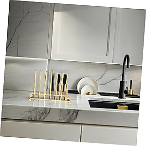 Operitacx Plate Racks Metal Dish Rack Pot Lid Holder Plate Stand Kitchen Cabinet Organizer Drying Rack for Bowl Cup Cutting Board