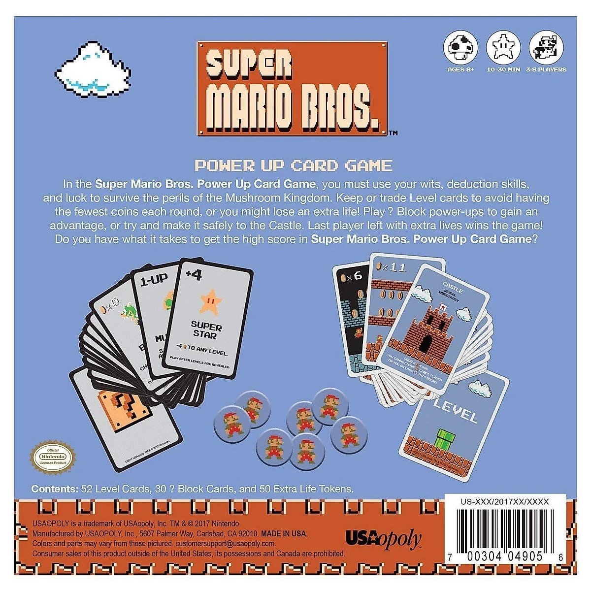 Super Mario Bros Power Up Card Game | Super Mario Brothers Video Game Nintendo NES Artwork | Fast paced Card Games | Easy to Learn and Quick to Play