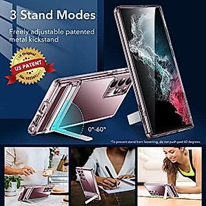 ESR Metal Kickstand Case Compatible with Samsung Galaxy S22 Ultra (6.8 Inch) (2022), Versatile Patented Kickstand, Crystal Clear Scratch-Resistant Back Cover, Clear