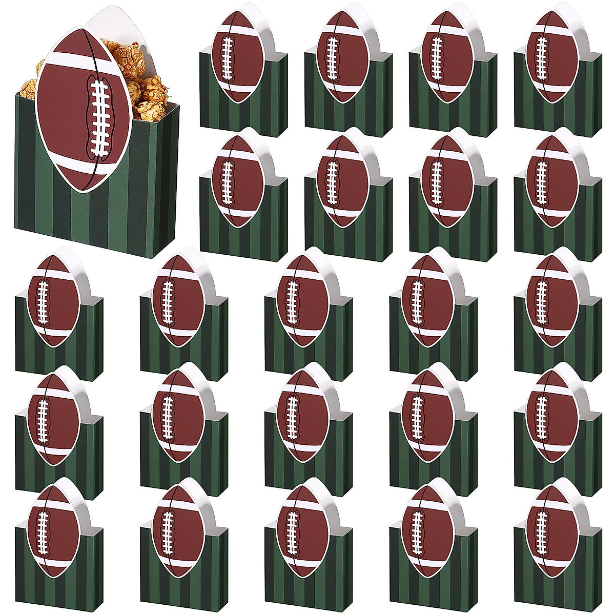 24 Pcs Sport Ball Party Treat Boxes Basketball Baseball Football Theme Party Gift Bags Candy Snack Bags Cardboard Boxes for Sports Themed Party Decoration Supplies (Football)
