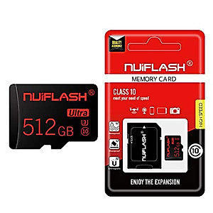 Memory Cards 512GB Micro SD Card with SD Card Adapter High Speed Mini SD Card 512GB Class 10 for Android Smartphone/Digital Camera/Tablet and Drone