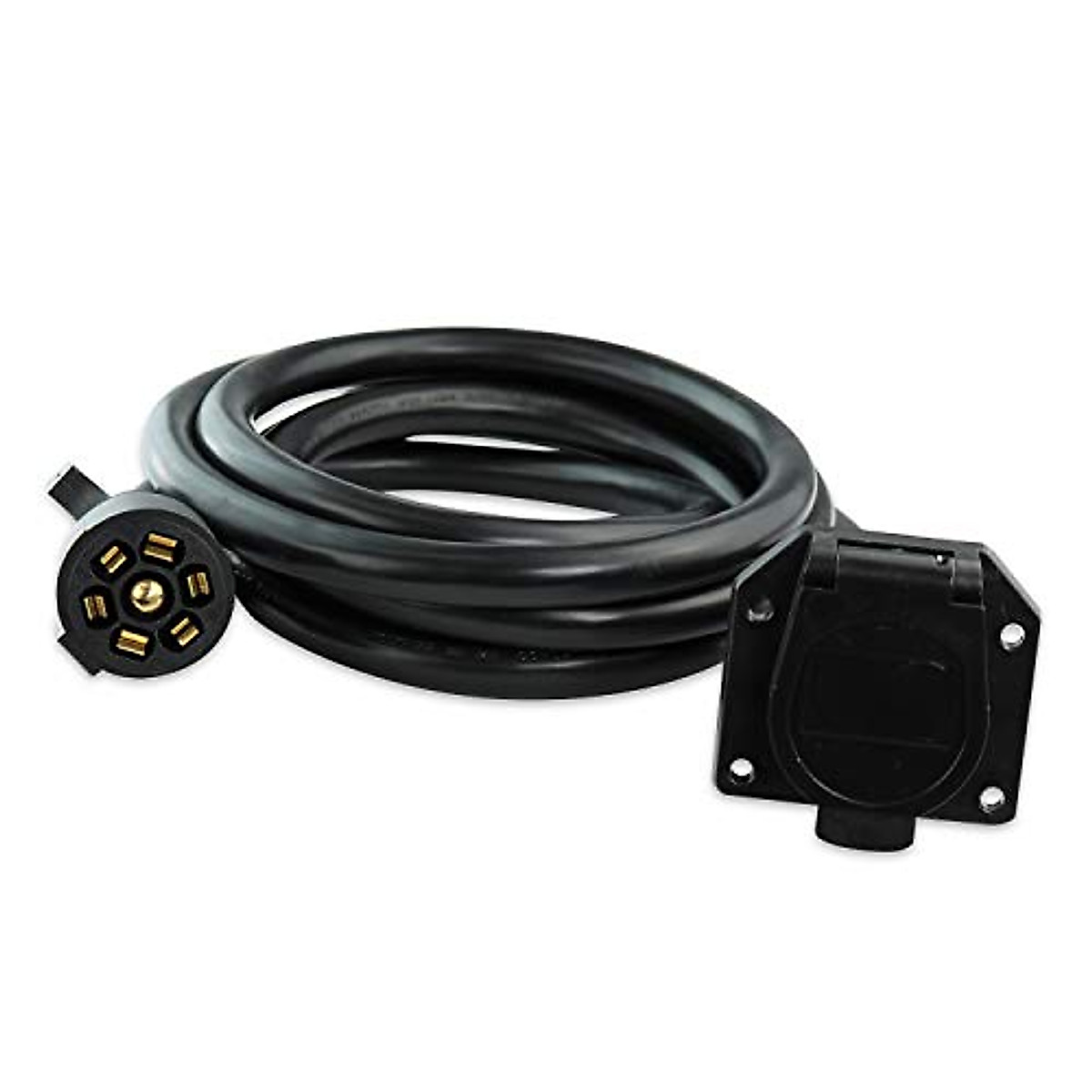 Leisure Cords 7-Way Trailer Extension Cord Wire 8 Ft - 7 Pin Connector Plug for RV Trailer, Caravan, 5th Wheel to Truck or Van - Heavy Duty & Weatherproof (8-Feet)