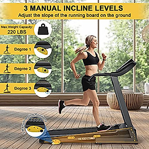 Folding Treadmill Electric Treadmill Motorized Running Machine Tread Belt with 15 Preset Programs & Incline LCD Display & Cup Holder Home Gym 52.87 in(L)x26.77 in(W)x45.7 in(H)