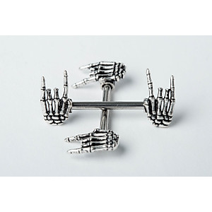 Pierced Owl 14GA 316L Stainless Steel Skeleton Hand Nipple Barbells, Sold as a Pair