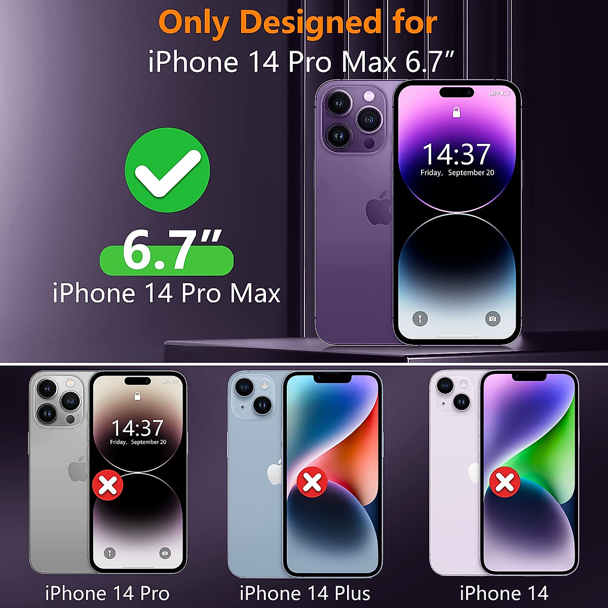 SPIDERCASE Magnetic for iPhone 14 Pro Max Phone Case,Built-in Invisible Stand [Compatible for Magsafe] Military Grade Shockproof [2 Pack Tempered Glass Screen Protector] Translucent Matte Case,Black
