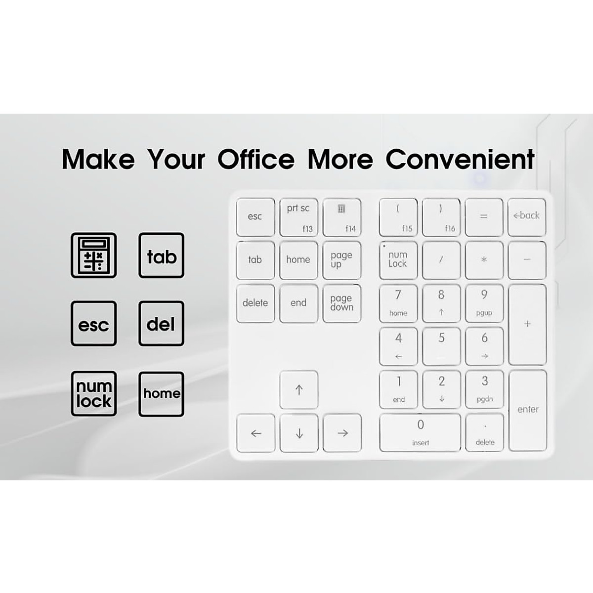 Levieny Wired Number Keypad - 34 Key USB Numeric Keypad, Magicforce Accounting 10 Key for Laptop, Surface Pro, Notebook (White)
