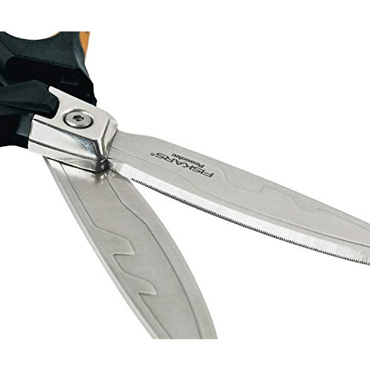 Fiskars PowerArc Heavy-Duty Scissors, Up to 30% More Power, Length 21cm, Durable Stainless Steel Blade/Plastic Handles, 1027204, Orange/Black