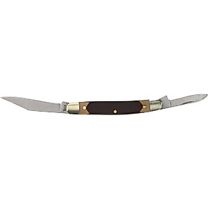 Old Timer 104OTCP Small Canoe 4.7in Stainless Steel Traditional Folding Pocket Knife with Clip Point and Drop Point Blades, Sawcut Handle, and Convenient Size for EDC, Camping, Hunting, One Size,Black