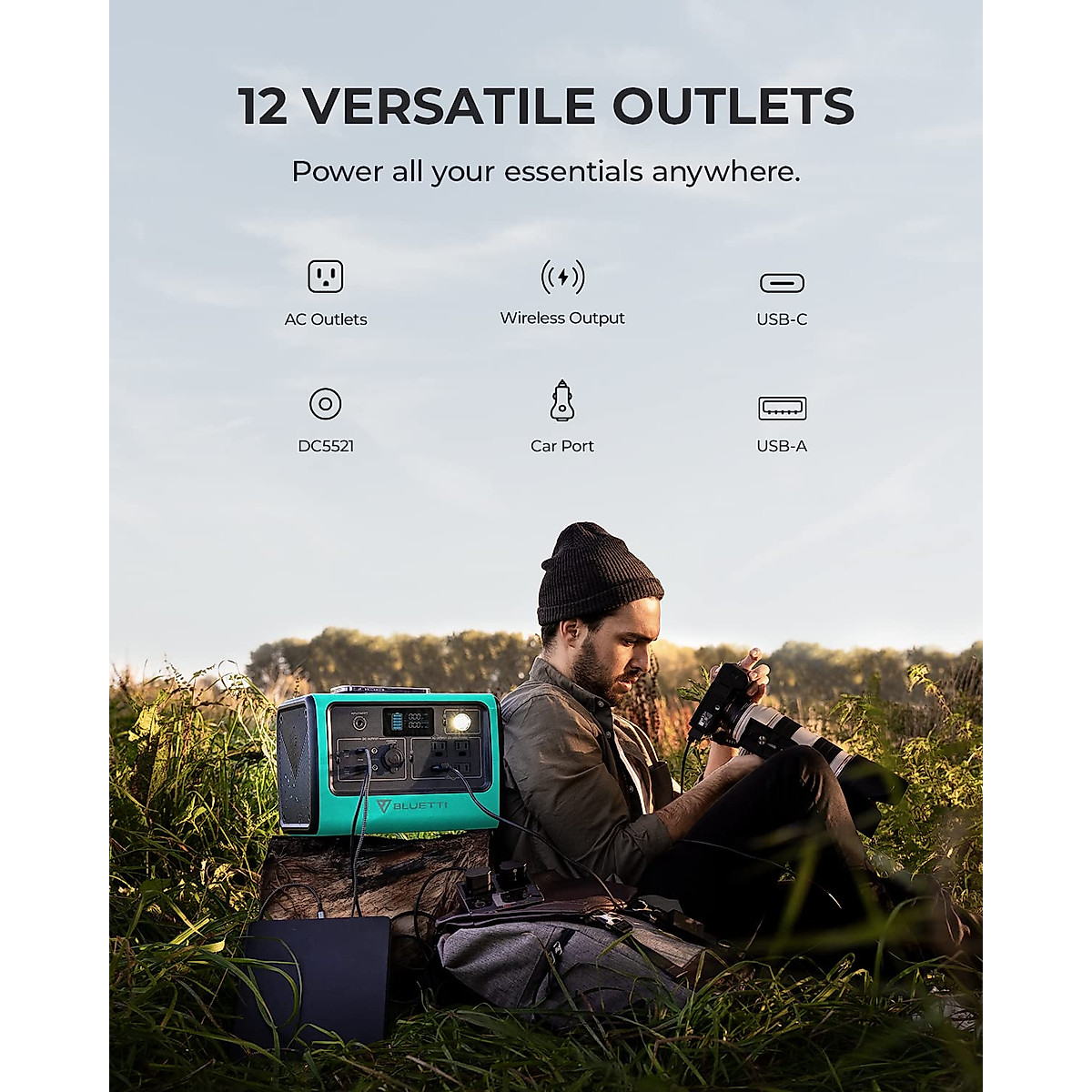 BLUETTI Portable Power Station EB70S, 716Wh LiFePO4 Battery Backup w/ 4 800W AC Outlets (1,400W Peak), 100W Type-C, Solar Generator for Road Trip, Power Outage (Solar Panel Optional) NOTE: BLACK