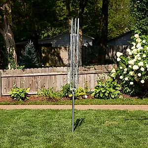 Household Essentials 17120-1 Rotary Outdoor Umbrella Drying Rack | Aluminum Arms and Steel Post | 12-Lines with 165 ft. Clothesline