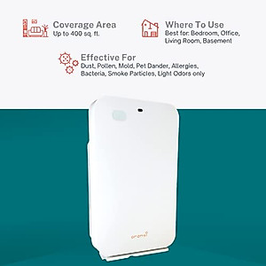 Oransi OV200 Air Purifier for Home, Bedrooms, Offices and Large Rooms, HEPA Carbon Filter, Covers up to 400 Square Feet